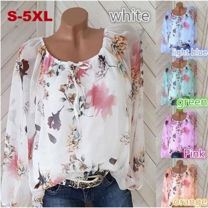 Chemisier - Blouse Femme Sexy Decollete unique imprime en mousseline de ...