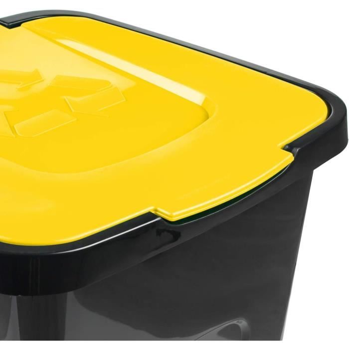 Poubelle De 50 L Avec Couvercle Rabattable En Plastique Recyclé Jaune ...