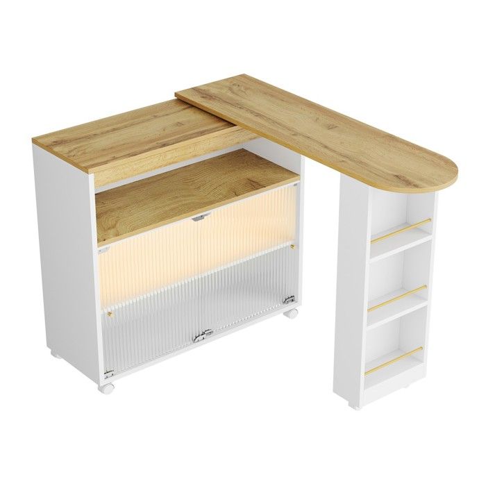 Table Bar Extensible-Rangement Intégré-Système Télescopique LED ...