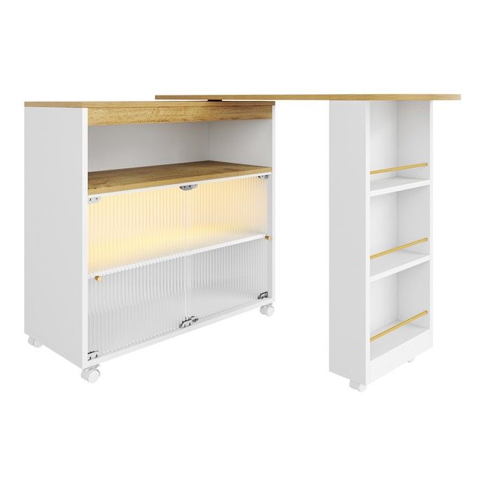 Table Bar Extensible-Rangement Intégré-Système Télescopique LED ...