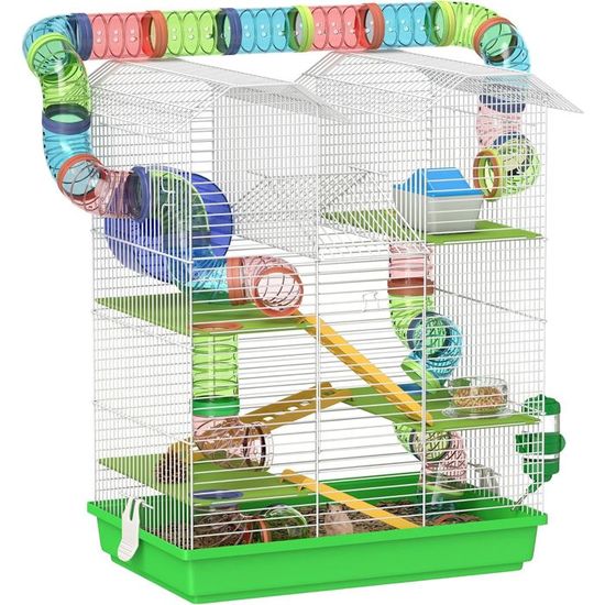 PawHut Cage pour Hamster Souris Petit Animaux Rongeur avec Tunnel ...