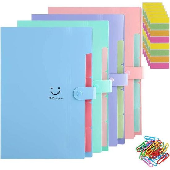 Trieur à Soufflets Classeur Rangement A4, 4 Pièces Extensible Trieur ...