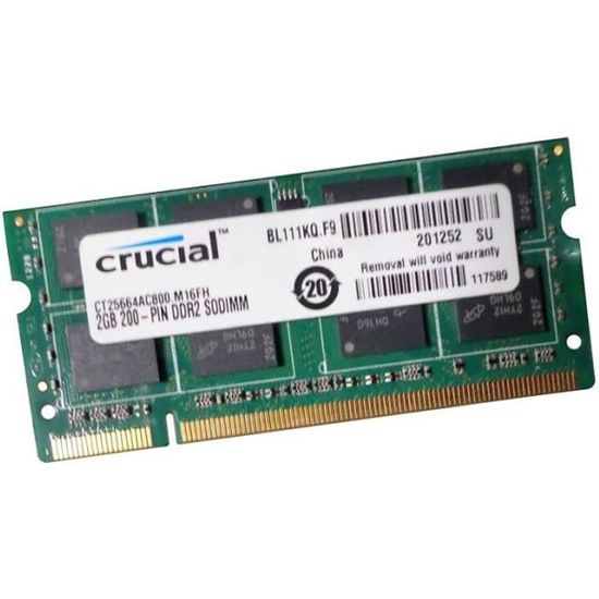 RAM SODIMM DDR2 - CRUCIAL - CT25664AC800.M16FH - 2Go - 800MHz - CL6 ...