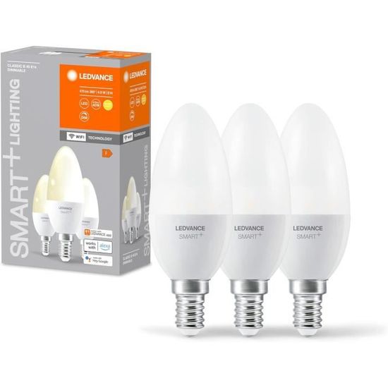 LEDVANCE Lampe LED intelligente avec technologie WiFi, E14-base, optique dépolie ,Blanc chaud ...
