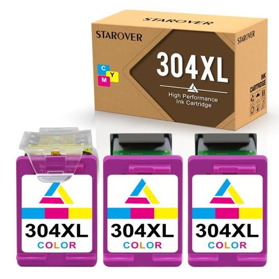 Cartouche d'encre compatible pour HP304XL - STAROVER - Pack de 3 - Cyan ...