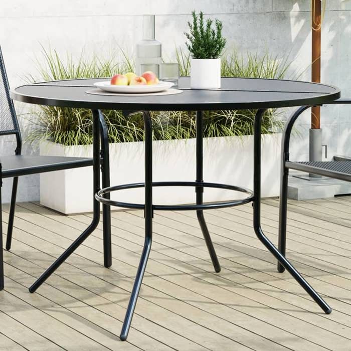 VidaXL Table de patio ronde anthracite acier enduit de poudre, table d ...