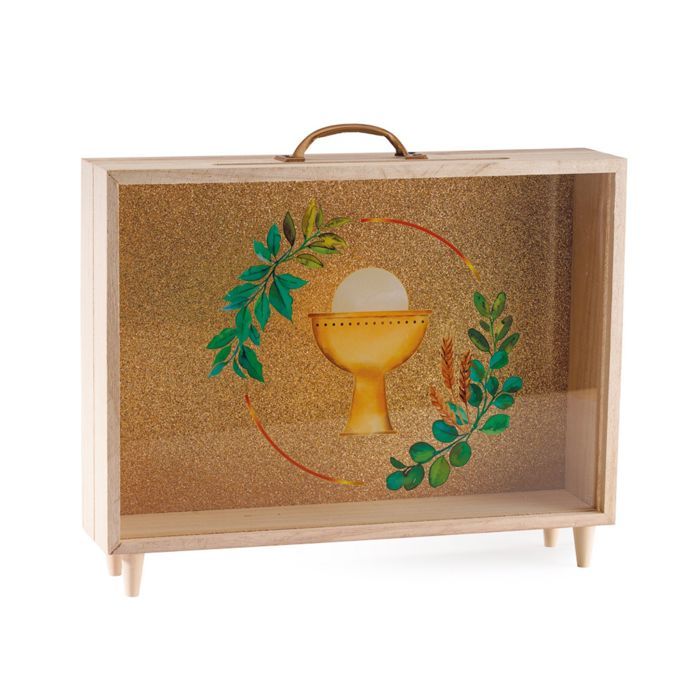 Urne Motif Calice en bois et Verre Doré Pailleté - Dimensions : 35 x 7 ...