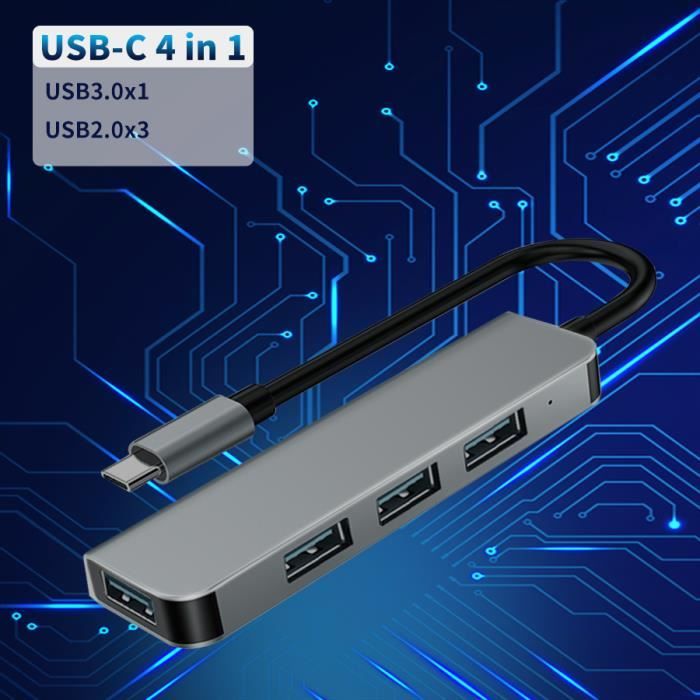 Concentrateur USB-C 4 en 1 - Hub USB Type C 3.0 Station'accueil pour ordinateur portable ...