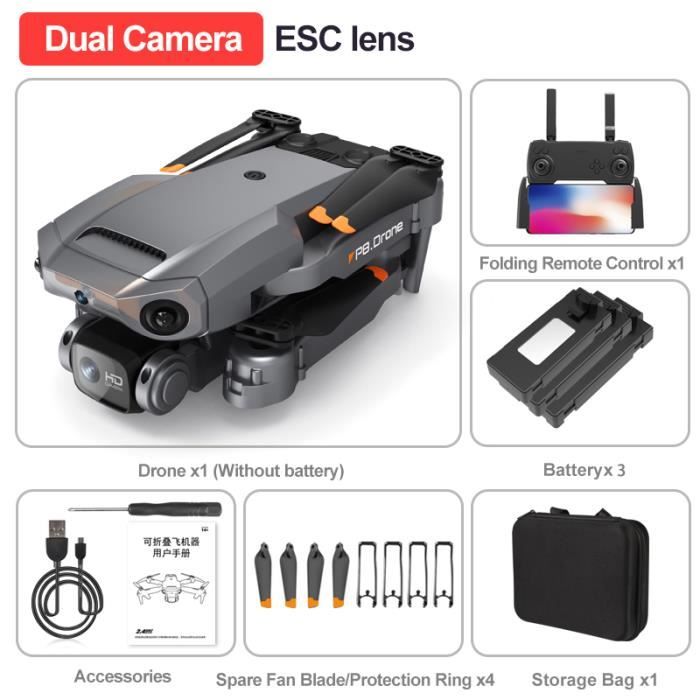 Noir-4K-2C ESC 3B - Kbdfa P8 Nouveau Drone Esc Hd Double Caméra 5g Wifi ...