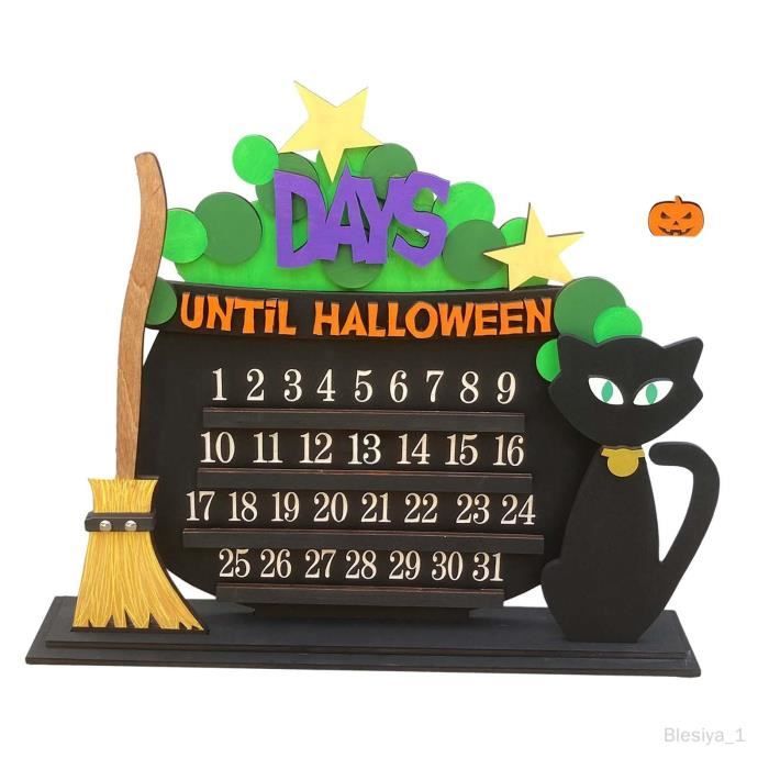 Calendrier de compte de d'Halloween en bois, ornement de bureau, motifs ...