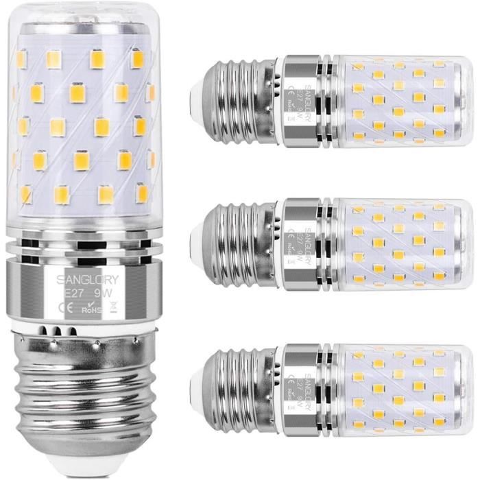 Ampoules LED Culot E27 Blanc Chaud 9W Equivalent 60-80W, Ampoule E27 3000K LED Culot à vis E27 ...