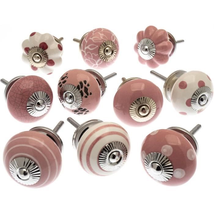 Mélange Lot de Rose & Blanc poignées pour placards céramiques x Pk 10 ...