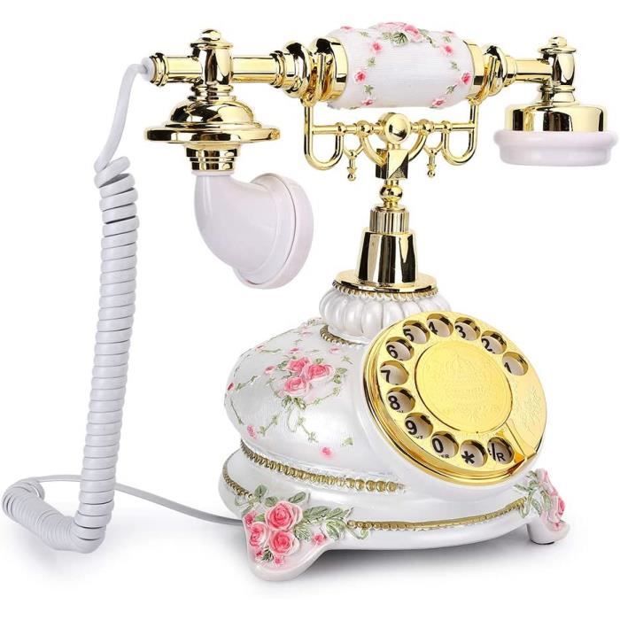 Téléphone Rotatif - Premium - Vintage - Jaune - Filaire - Art Déco ...