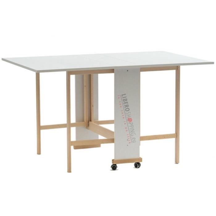 Table pliante en bois - GIORGIA - Console refermable - Blanc - 1 ...