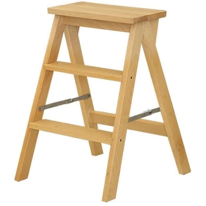 Marchepieds escamotables Pliante en Bois 3 Étapes Tabouret D'intérieur Escabeau De Cuisine Les ...