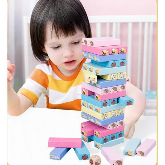 Blocs Colorés en Bois Tour Empilables Jeu à Empiler Jouets d'Empilage Jeux de Société Jeux de ...