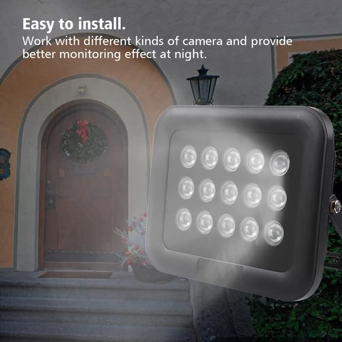 Lumière LED infrarouge DC 12V 15pcs IR infrarouge LED Array Light IP65 ...