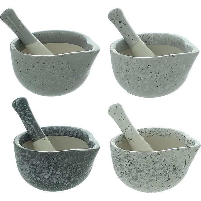 Ensemble pilon et mortier en grès pour herbes, épices, poivre, ail et ...