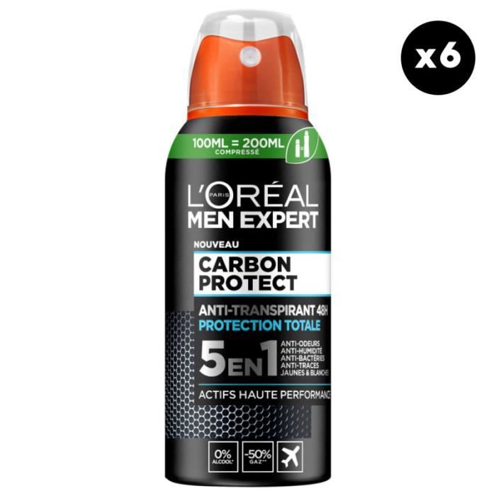 6 Déodorants Mex-Expert Carbon Protect Spray Compressé 5en1, 100ml ...