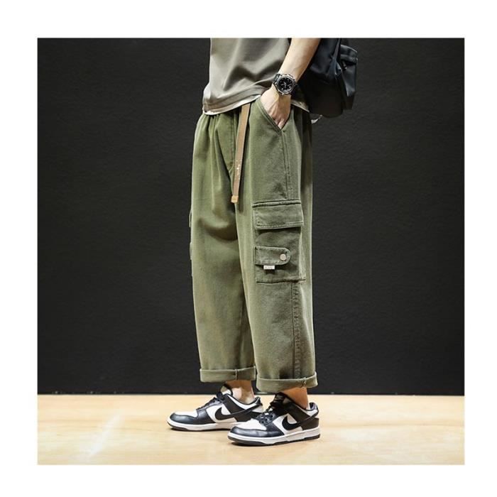 Pantalon Homme Cargo Coupe Droite Multipoches Casual Taille standard Vert - Cdiscount Prêt-à-Porter