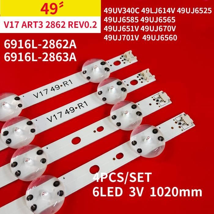 Bandes de rétroéclairage LED pour téléviseur LG 49 ", V17, ART3, 2862, REV0.2, 6916L-286Pipeline ...