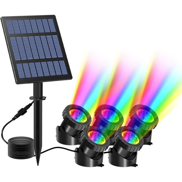 Lampes Solaires Pour Étang 5 En 1-Éclairage Submersible Pour Extérieur-Spot Sous-Marin Étanche ...