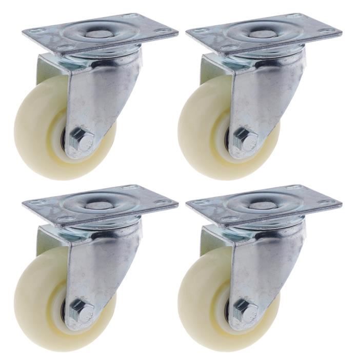 4pcs pack 3 '' roues de roulette à plaque pivotante pp blanc 90kg ...