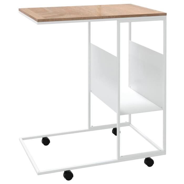 GES - Tables basses - Table d'appoint et roues Blanc 55x36x63,5 cm Bois ...