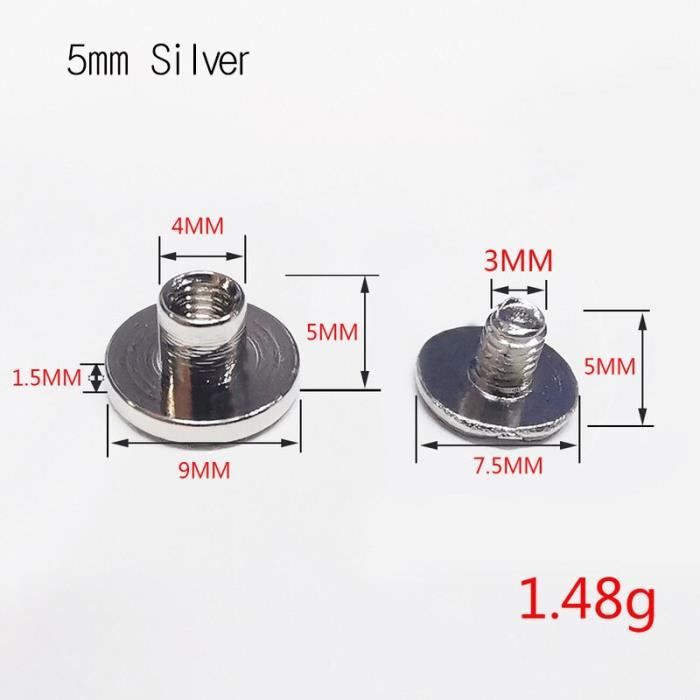 RIVET,Silver 5mm--Rivets à vis en métal et cuivre pour livre, artisanat ...