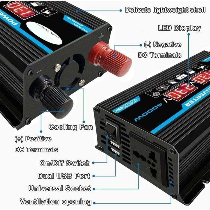 Convertisseur 12V 220V, Convertisseur Pur Sinus 4000W 12V 220V / 110V ...