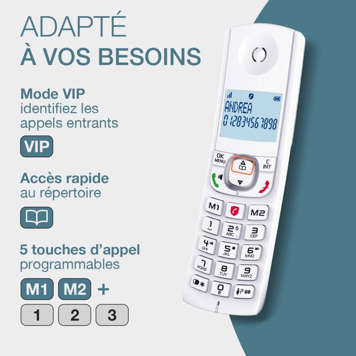 ALCATEL F530 - Téléphone Fixe Sans Fil DECT - Grand Écran Rétroéclairé ...