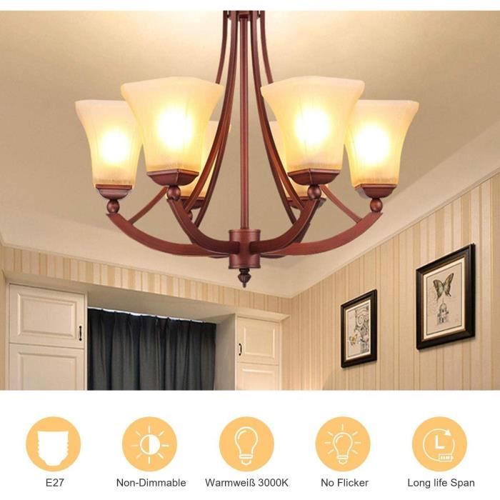 Ampoules LED Culot E27 Blanc Chaud 9W Equivalent 60-80W, Ampoule E27 3000K LED Culot à vis E27 ...