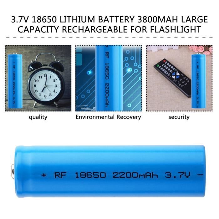 3.7V 18650 batterie au Lithium 2200mah grande capacité batterie Rechargeable Lithium Li-ion ICR ...