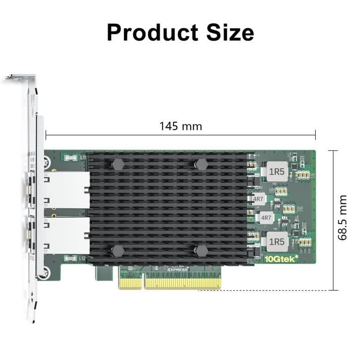 Carte Réseau 10Gbe Pcie Pour Intel X540-T2 - X540 Chip, Dual Rj45 Ports ...