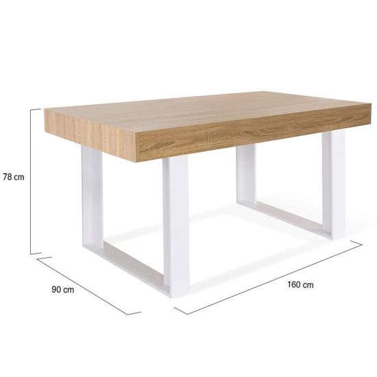 IDMARKET Table à manger rectangle PHOENIX 6 personnes bois et blanc 160 ...