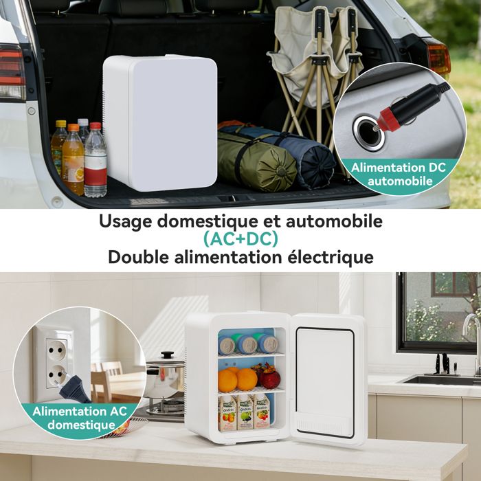 Mini Réfrigérateur 20L, Mini Frigo Portable, Froid et Chaud, 12V/220V ...