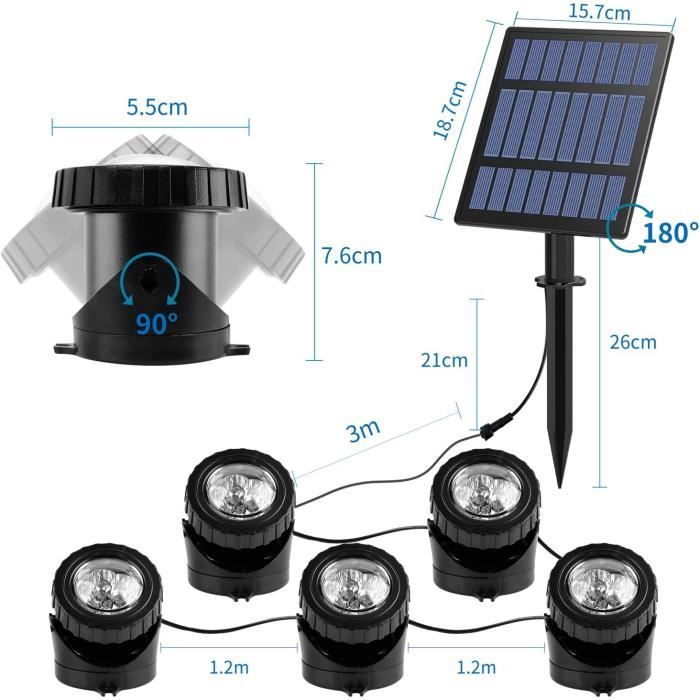 Lampes Solaires Pour Étang 5 En 1-Éclairage Submersible Pour Extérieur-Spot Sous-Marin Étanche ...