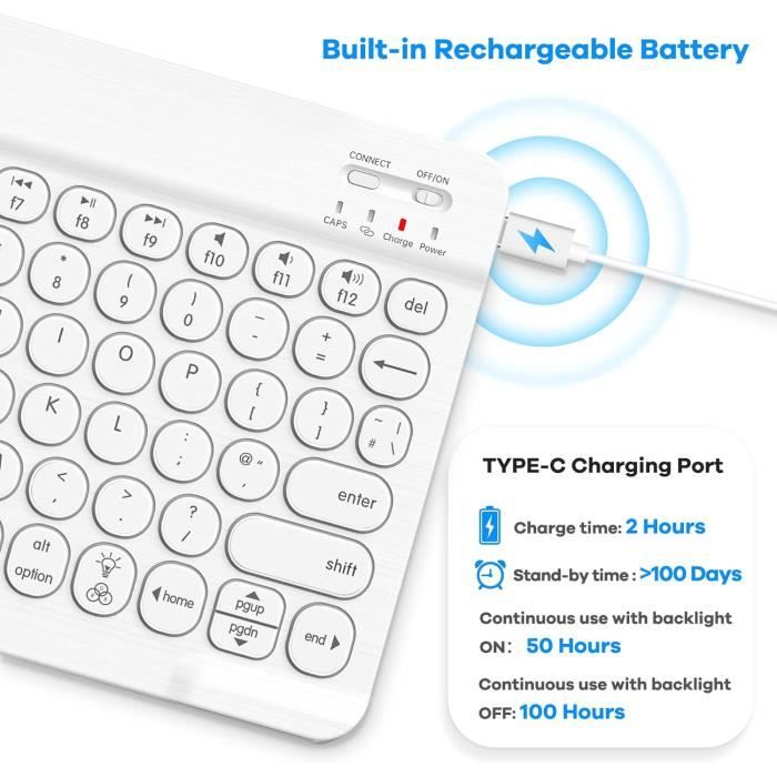 Clavier Bluetooth Sans Fil, Qwerty Uk, Clavier Rétroéclairé Pour Ipad ...