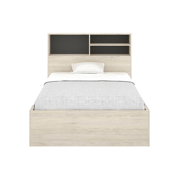 Lit 120 x 190 cm avec rangements - Coloris : Naturel et anthracite ...