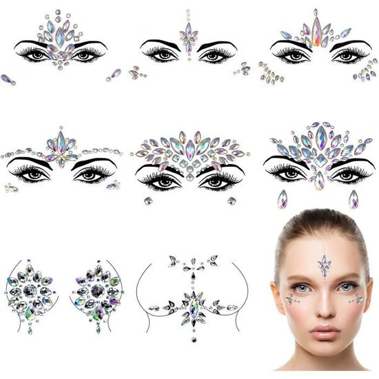 Tatouages Temporaires - Strass Visage Autocollant Maquillage Stickers ...