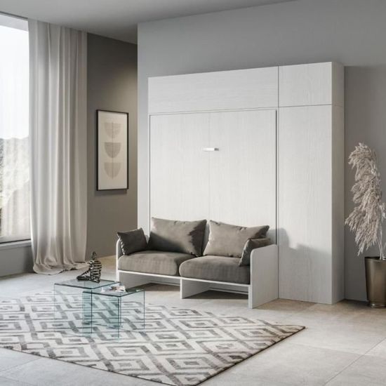 Lit escamotable double - Kentaro - 160 cm - Transformable ...