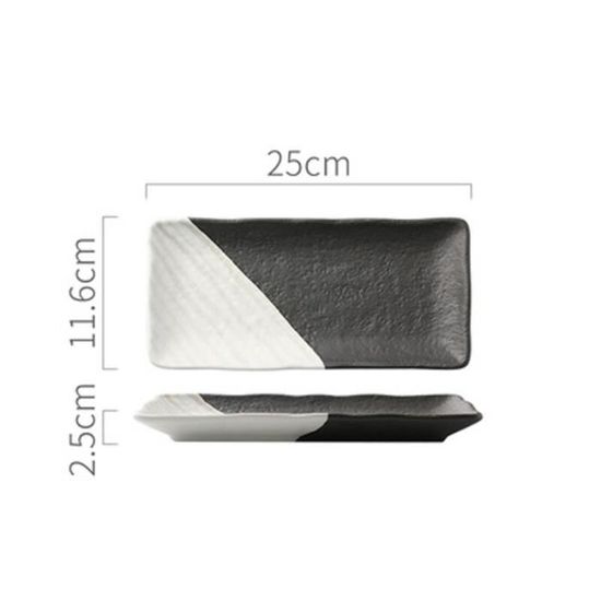 Plats et assiettes,Assiette rectangulaire nordique longue en céramique ...