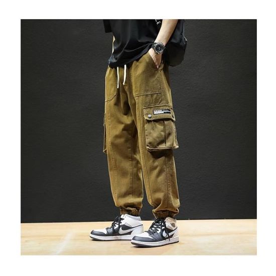 Pantalon Homme Cargo Multipoches Casual Taille élastique Cordon Bas élastiquep Cafe - Cdiscount ...