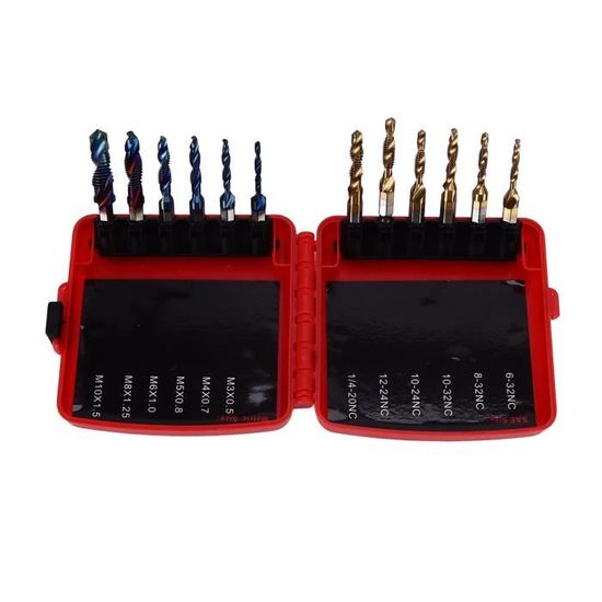 VBESTLIFE foret de taraud combiné Ensemble de 12 forets de taraudage combinés HSS métrique bleu ...