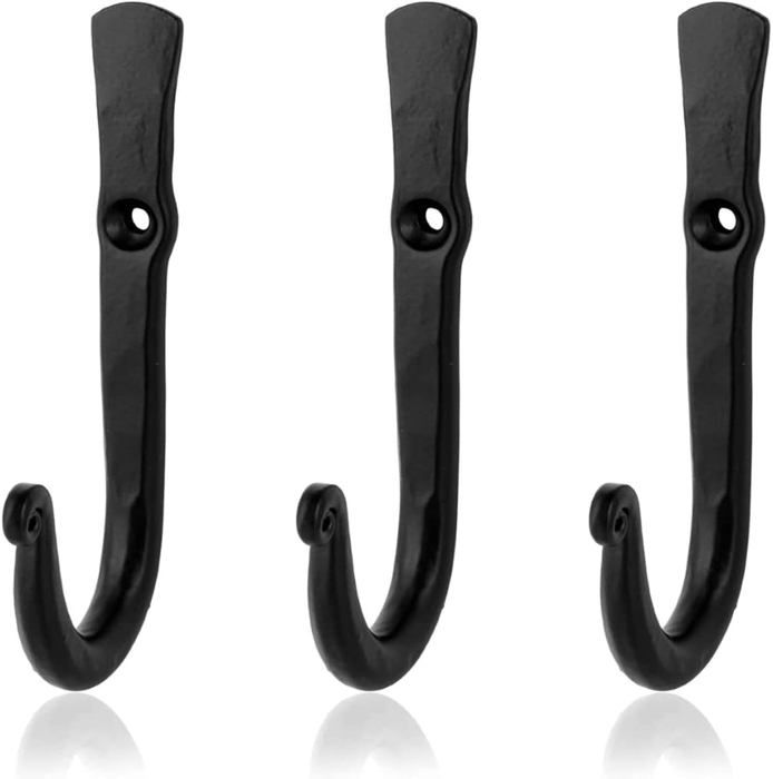 Blacksmith Lot De 3 Crochets Muraux – Crochets En J En Fer Forgé Faits ...