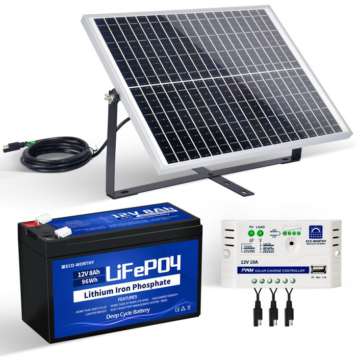 ECO-WORTHY kit de Panneau Solaire 25W 12V avec contrôleur 10A et ...