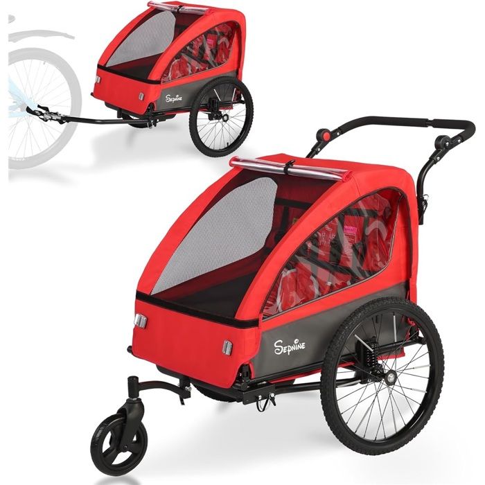 SEPNINE Remorque Velo Enfant et Poussette 2 en 1 avec Suspension ...