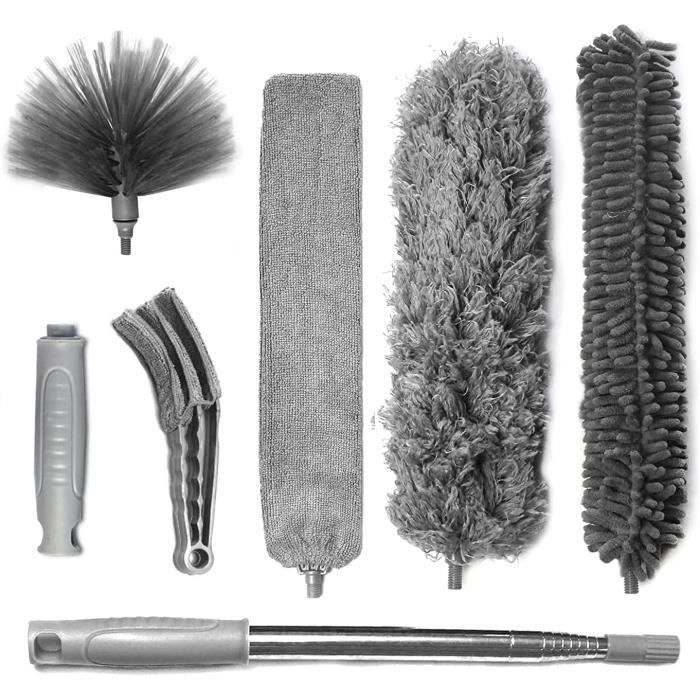 7 Pièces Plumeaux Kit, Microfibre Plumeau Pliable avec Perche D ...