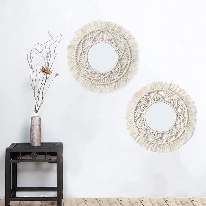 Miroir mural rond - Décoration murale - Miroir décoratif - Franges ...