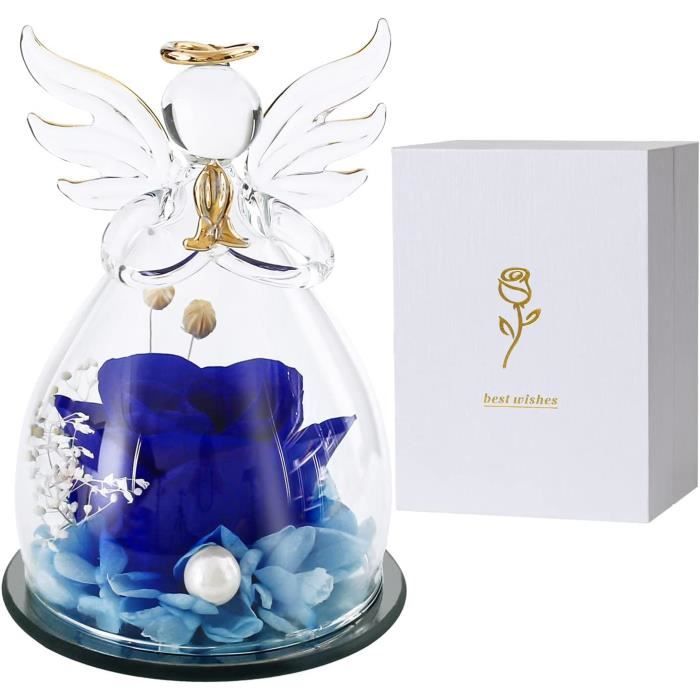 Rose Eternelle, Véritable Rose Eternelle Sous Cloche Ange, Cadeau Pour ...